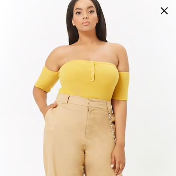 Tops | Plus Size Button Down Off The Shoulder Bodysuit 3x | Poshmark